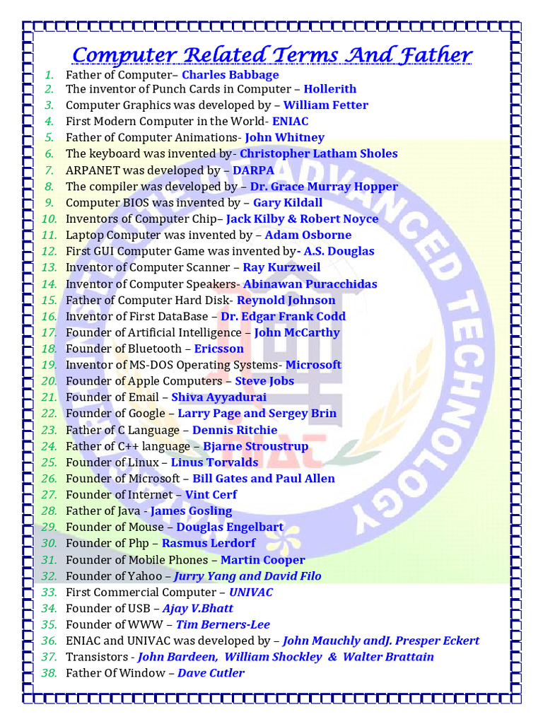 Computer Related Terms and Father | PDF