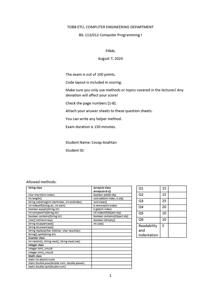 2023-24YazFinal | PDF | Variable (Computer Science) | Class (Computer ... 2023-24YazFinal | PDF | Variable (Computer Science) | Class (Computer ...
