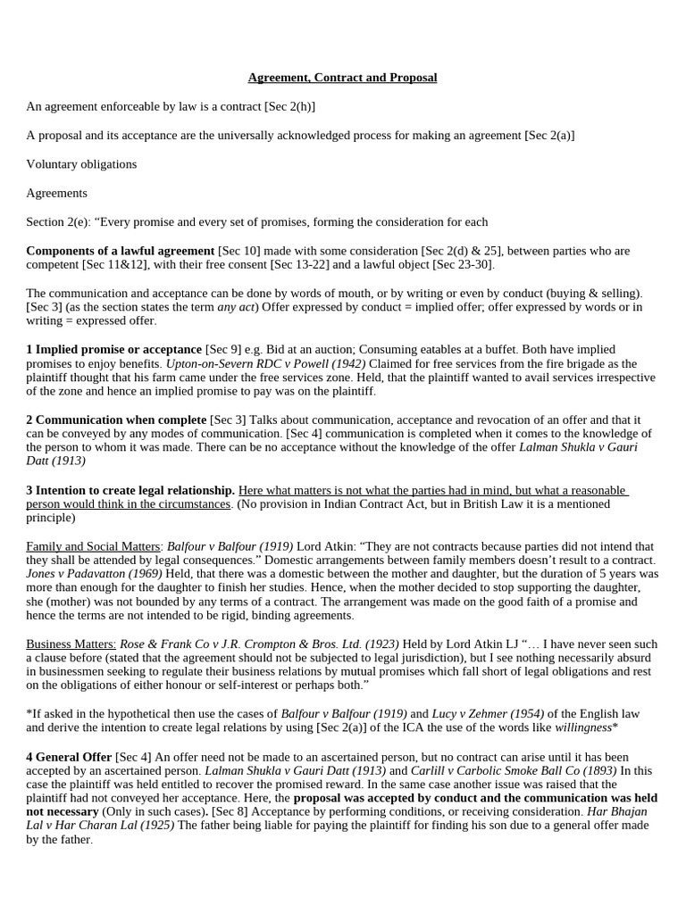 Contracts Notes( Best ever edition) | PDF | Offer And Acceptance ...