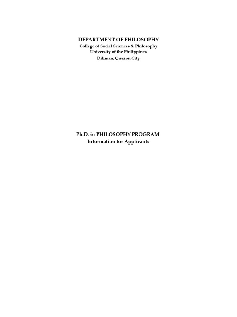 Ph.D. Philosophy Program Details | PDF | Thesis | Western Philosophy