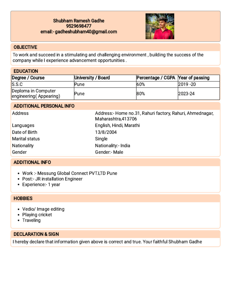 Shubham Ramesh Gadhe | PDF