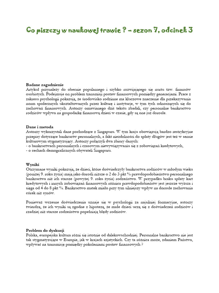 Co Piszczy W Naukowej Trawie Sezon 7 Odc 3 | PDF