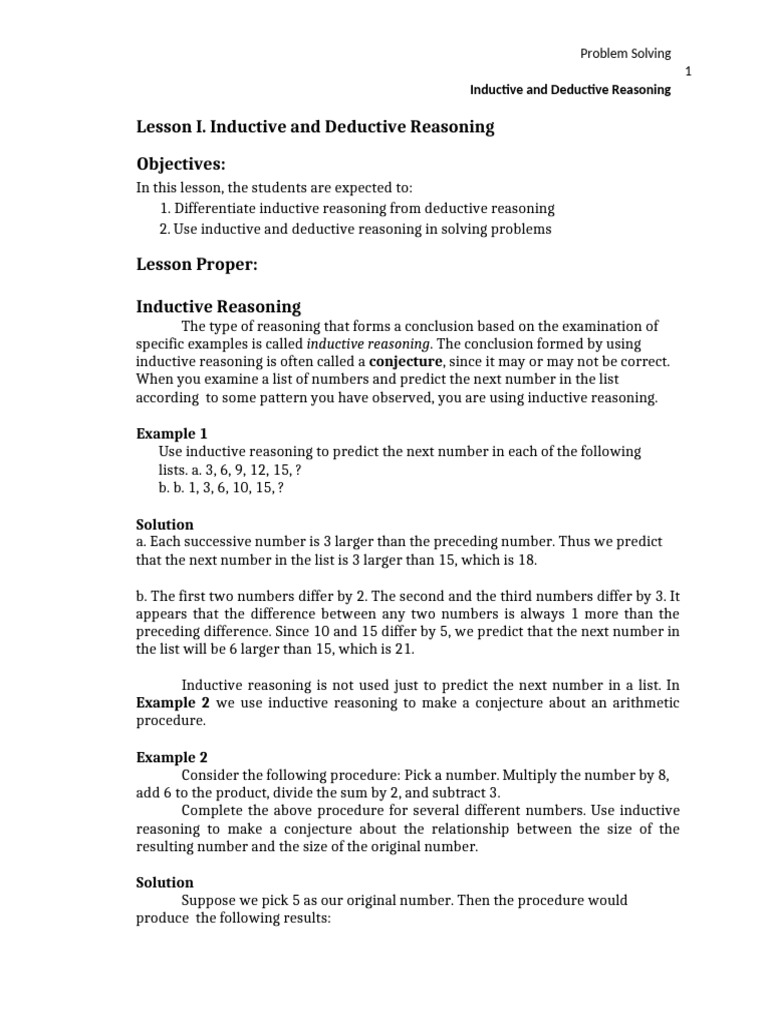 Inductive vs. Deductive Reasoning Guide | PDF | Inductive Reasoning ...