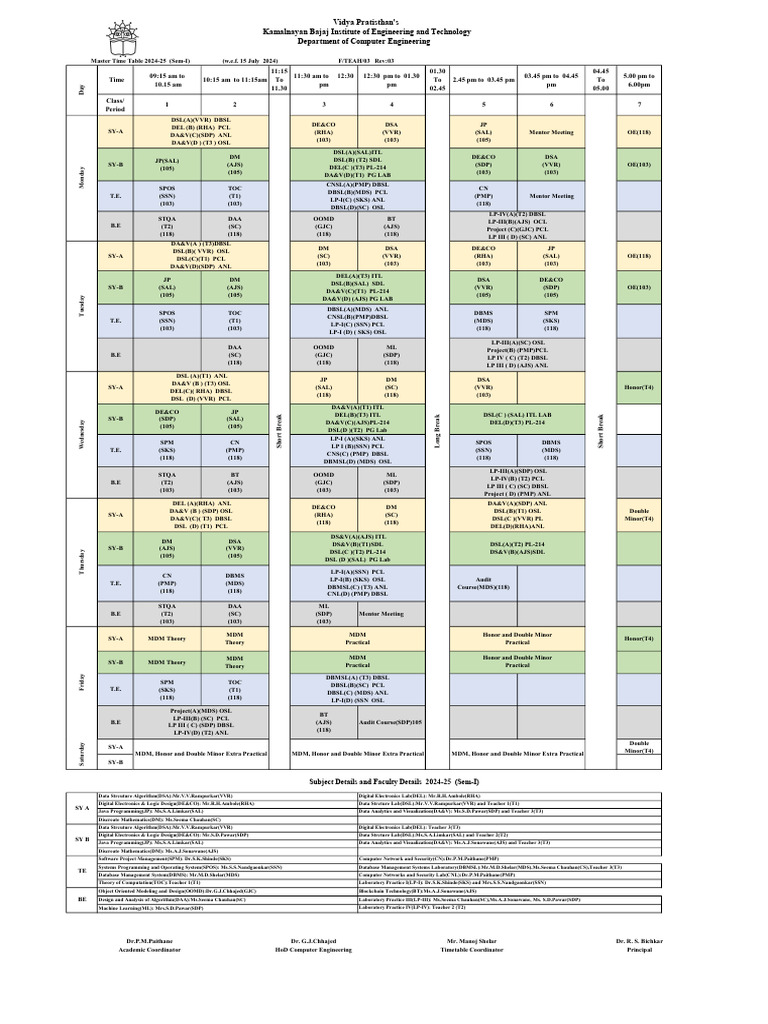 Timetable From 22nd July 2024 | PDF | Applied Mathematics | Information Technology