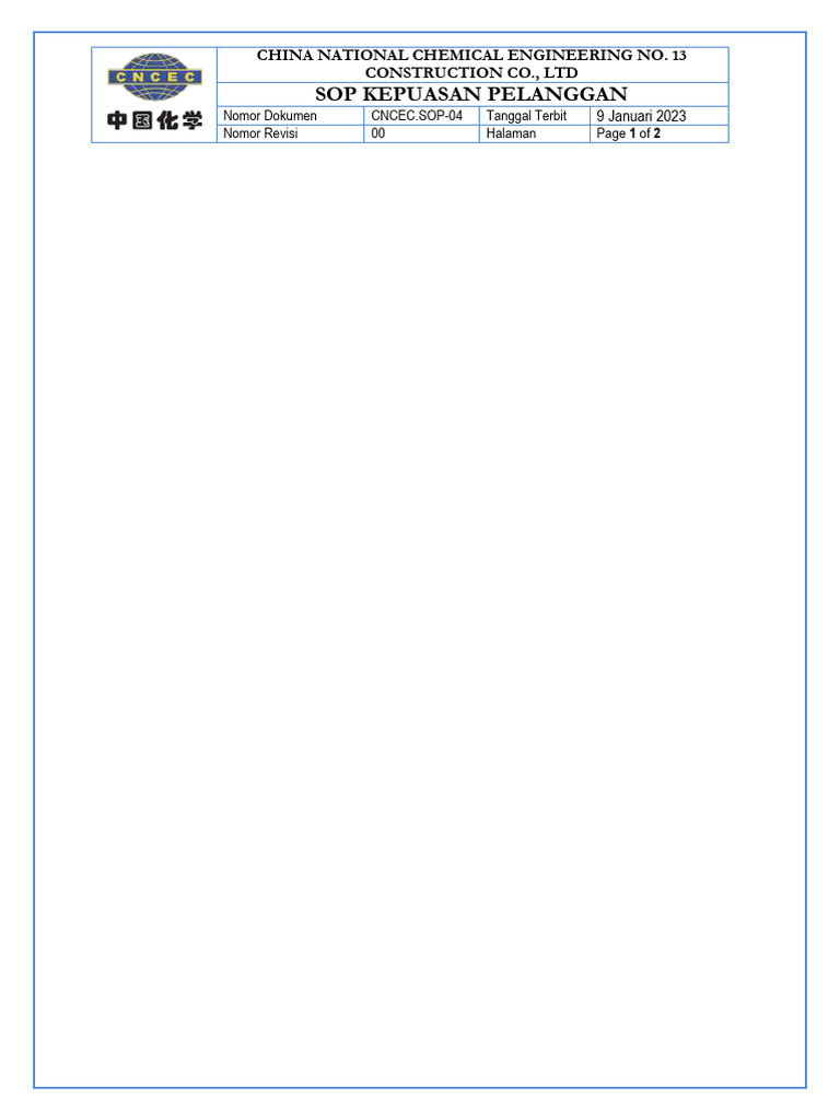 Cncec - Sop-04 Sop Kepuasan Pelanggan | PDF