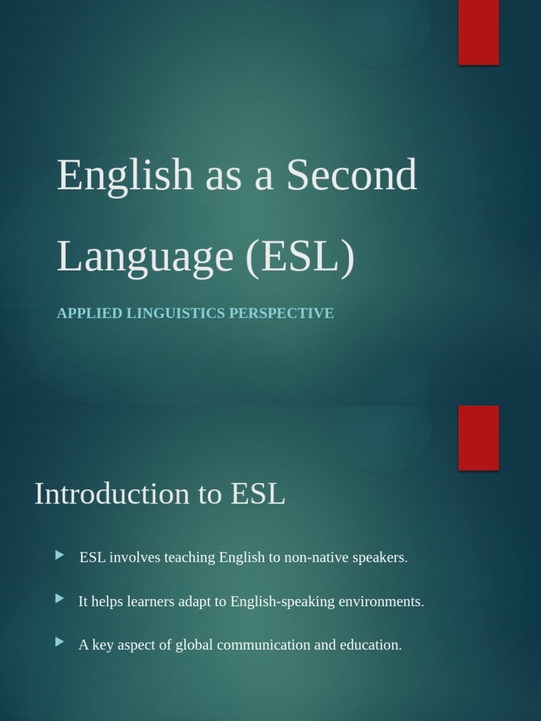 ESL Applied Linguistics | PDF