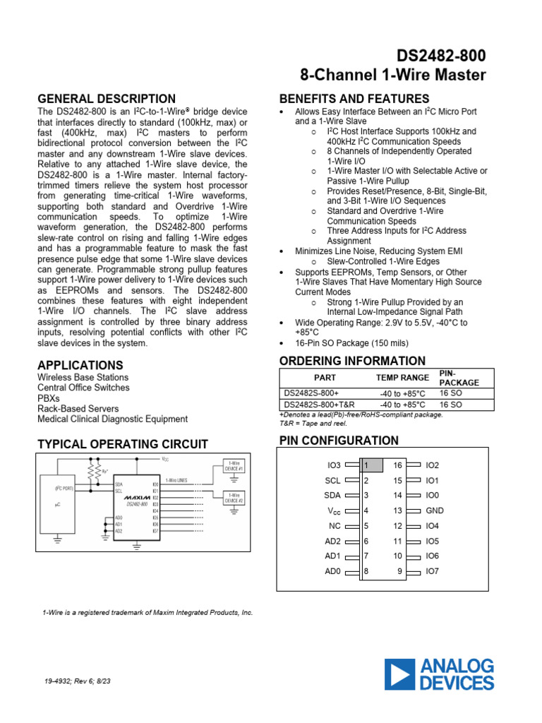 ds2482-800 | PDF | Pointer (Computer Programming) | Bit