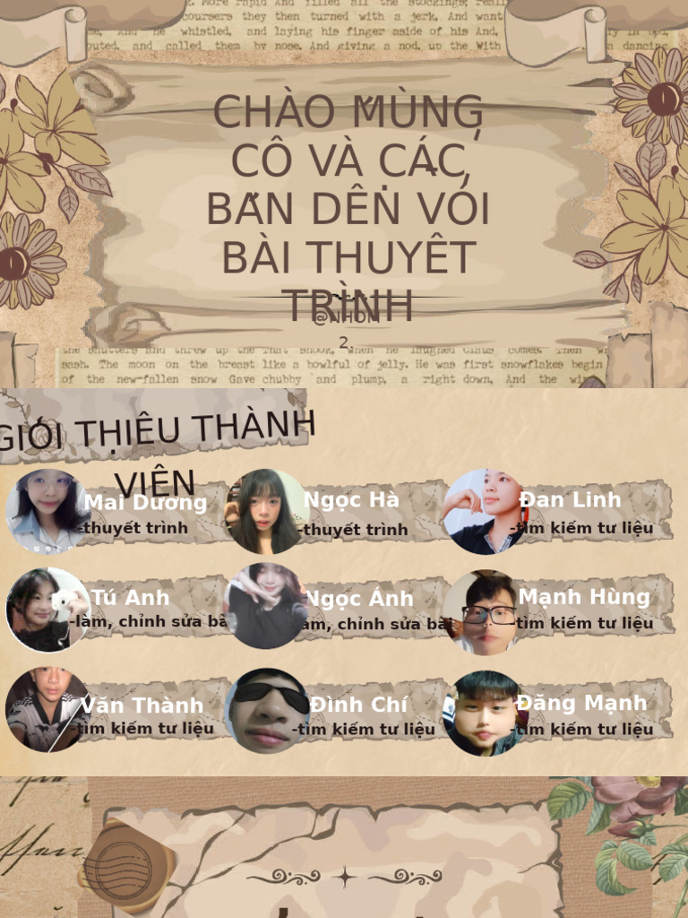 Chào Mùng Cô Và Các Ban Dên Vói Bài Thuyêt Trình: @nhom 2 | PDF