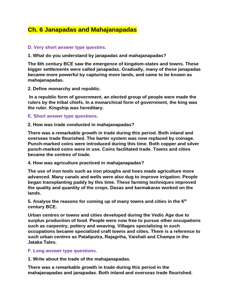 CH 6 Janapadas and Mahajanapadas..remaining Q | PDF | Coins | Taxes