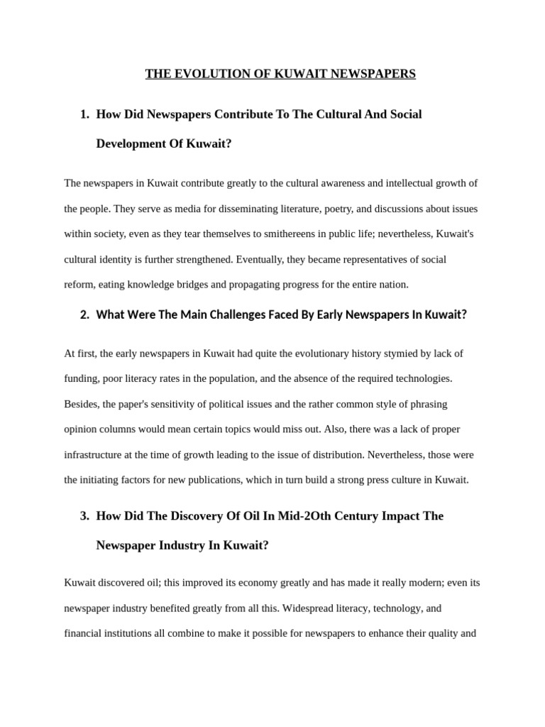 EVOLUTION OF KUWAIT | PDF | Newspapers | Kuwait