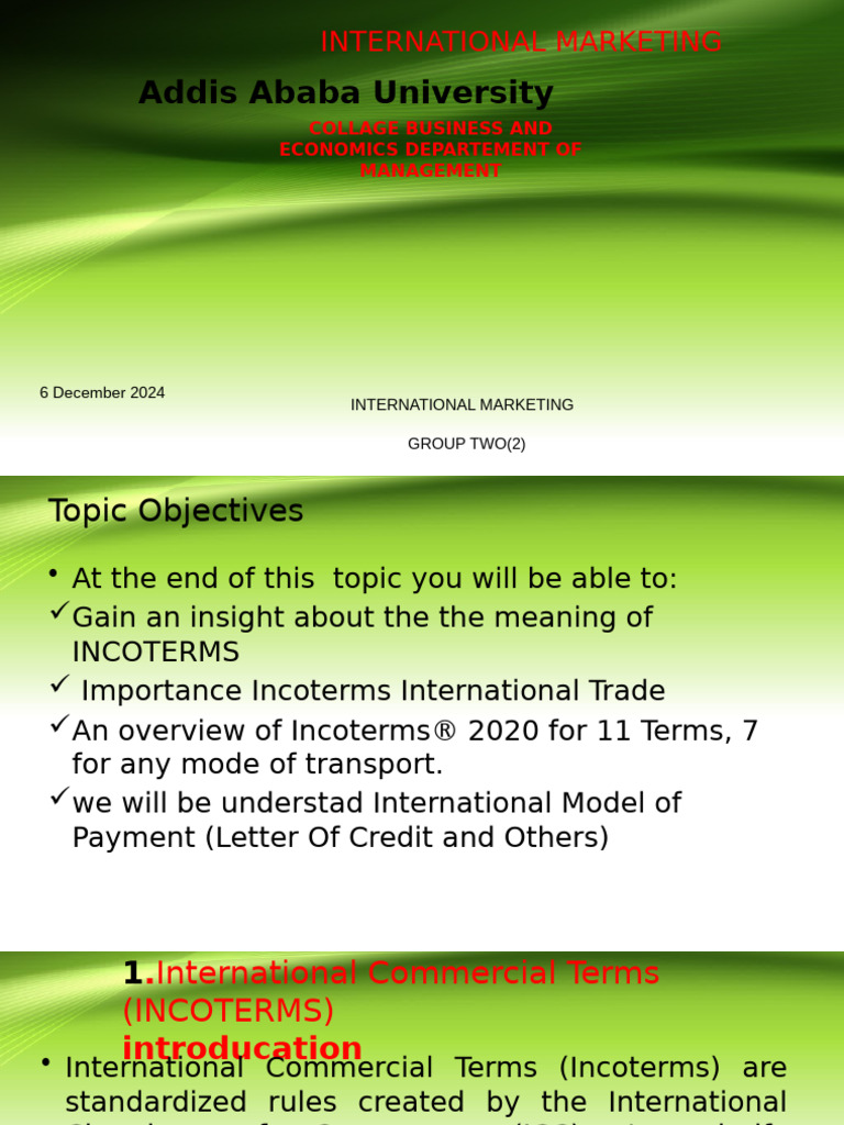 Belay Im Ppt Incotermand Model Ofpayment | PDF | Letter Of Credit | Business