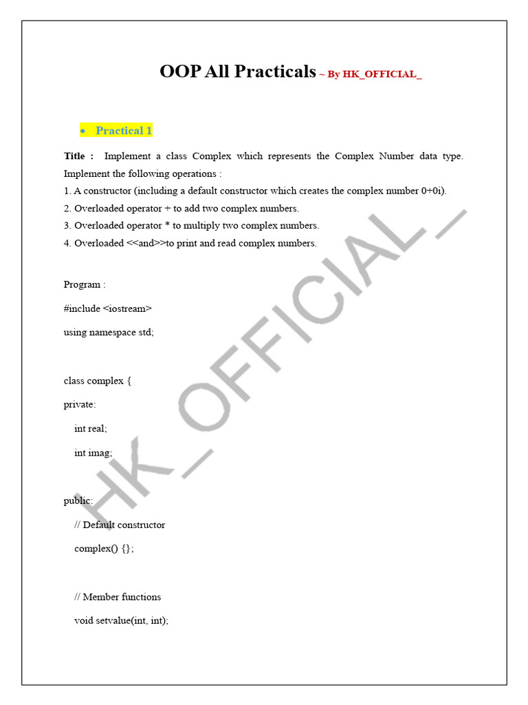 OOP All Practicals Updated - By HK_OFFICIAL_ | PDF | Programming Paradigms | Software Engineering
