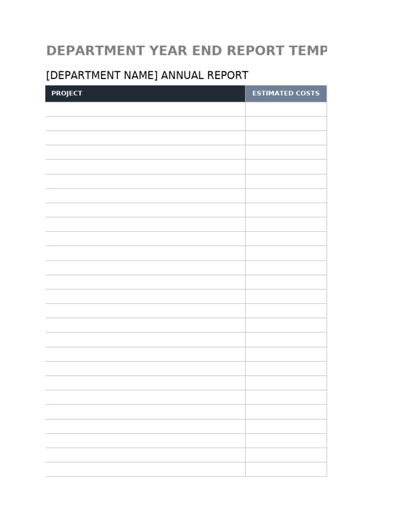Department Year-End Report Template | PDF
