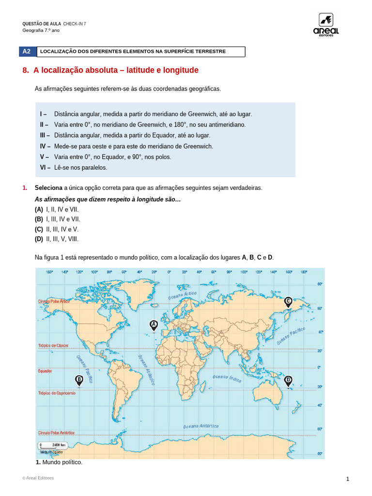 Ae - Qa8 - Pág.42 - Latitude e Longitude | PDF