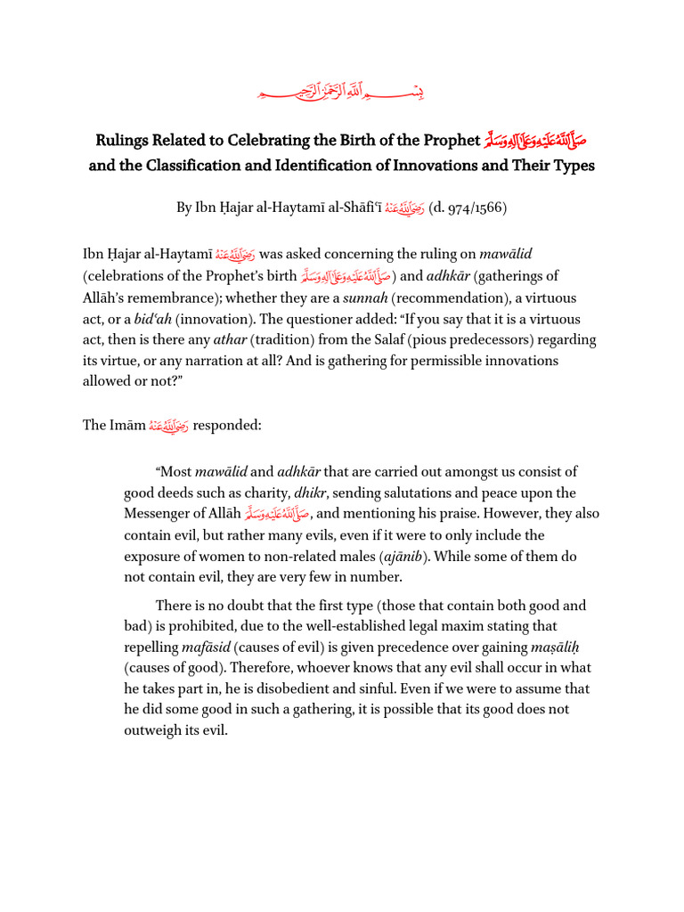 Ibn Hajar On Mawlid | PDF | Abrahamic Religions | Religious Belief And ...