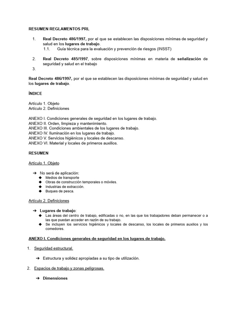 Resumen RD PRL | PDF | Escalera