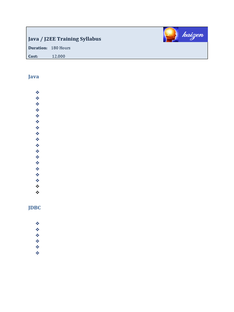 documents_586-Kaizen_Java_J2EE_Syllabus | PDF
