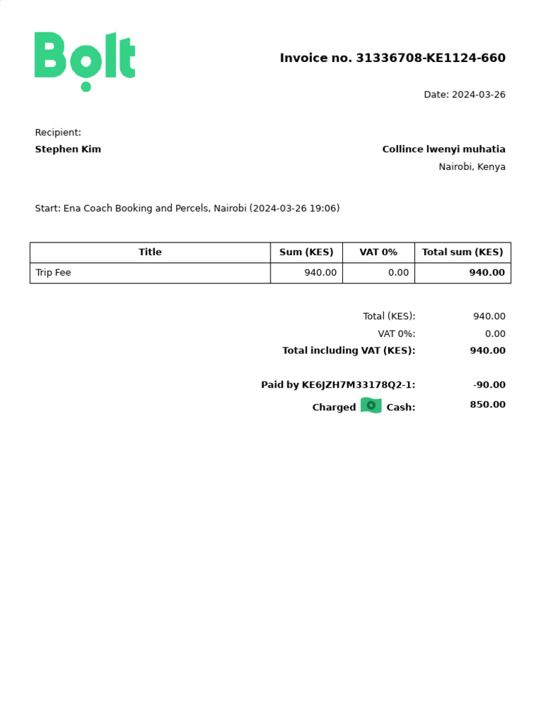 Invoice 31336708 for Coach Booking | PDF