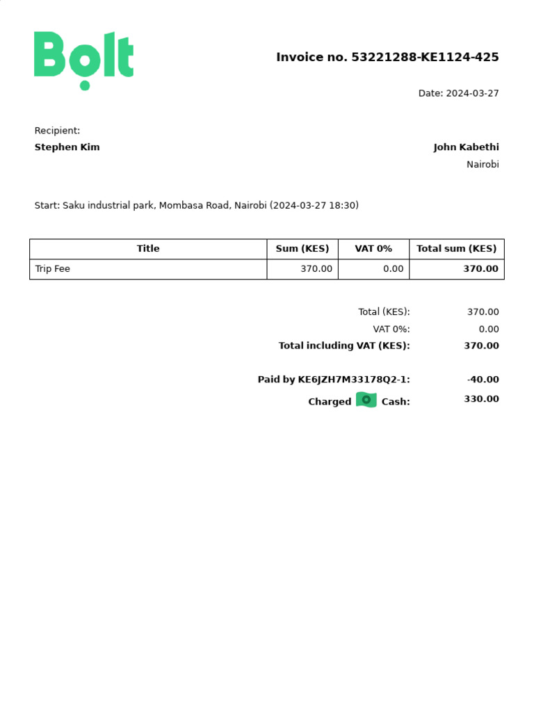 Bolt Invoice | PDF