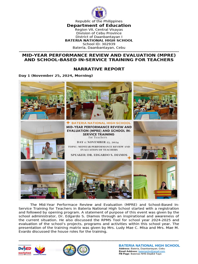 INSET NARRATIVE 2024 DAY 1 | PDF | Pedagogy | Reading (Process)