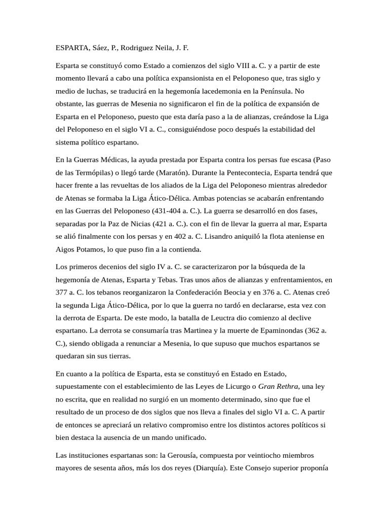 ESPARTA | PDF | Esparta | Antigua Grecia