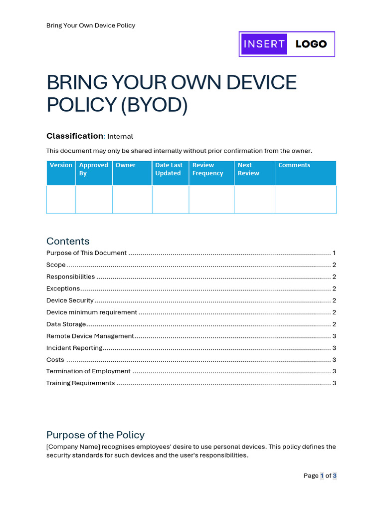 P4 - BYOD Policy | PDF | Cyberwarfare | Security