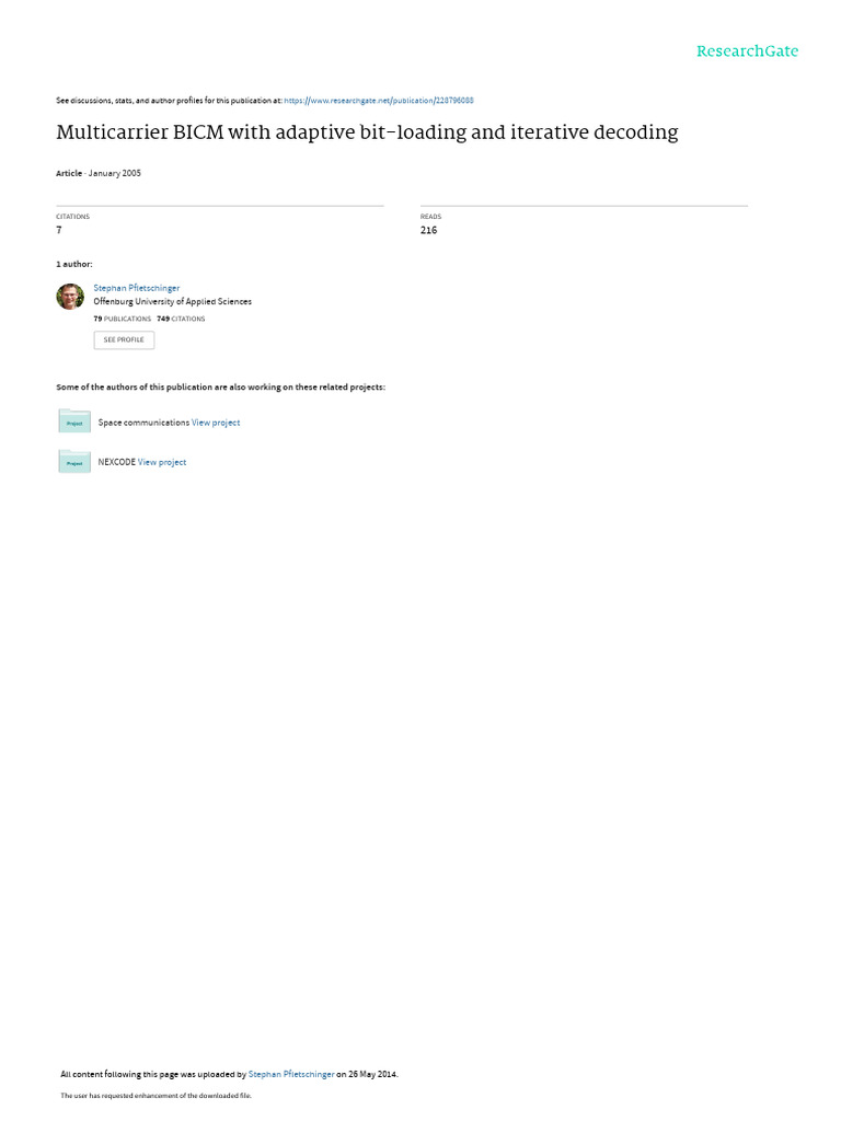Multicarrier BICM With Adaptive Bit-Loading and It | PDF | Orthogonal Frequency Division ...