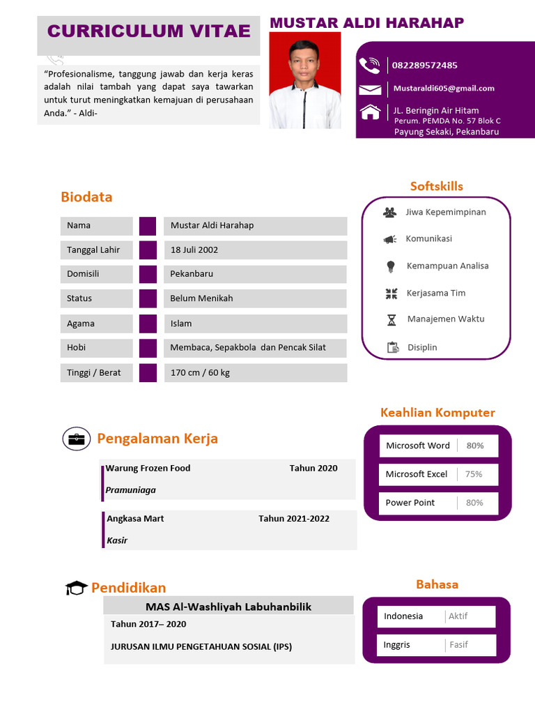 CV Mustar Aldi Harahap | PDF
