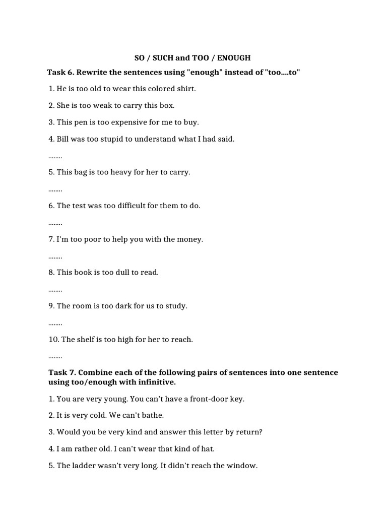 So Such Too Enough | PDF