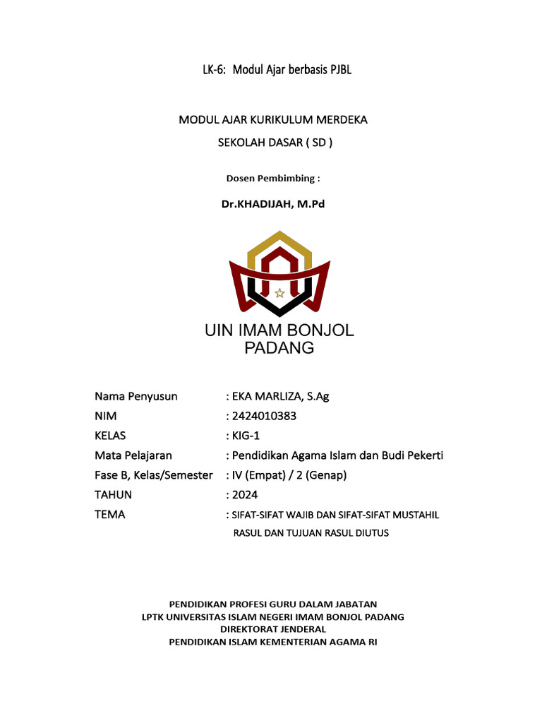 LK 6 Modul Ajar PJBL | PDF