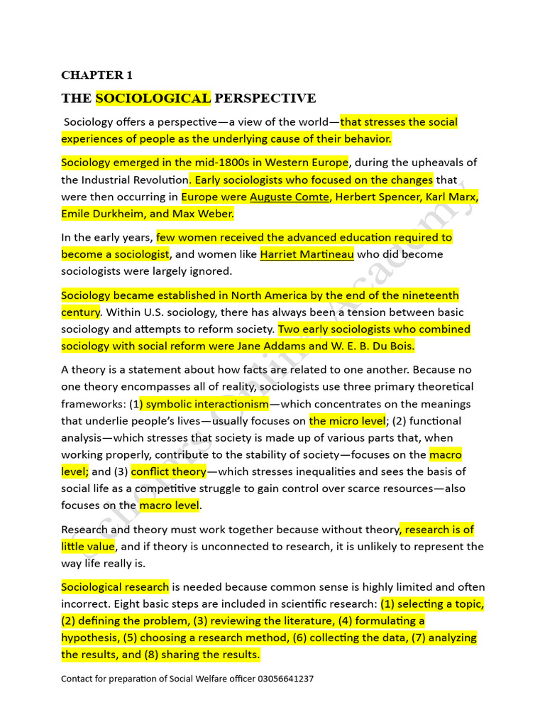 Chapter 1 Sociology Pdf Sociology Survey Methodology
