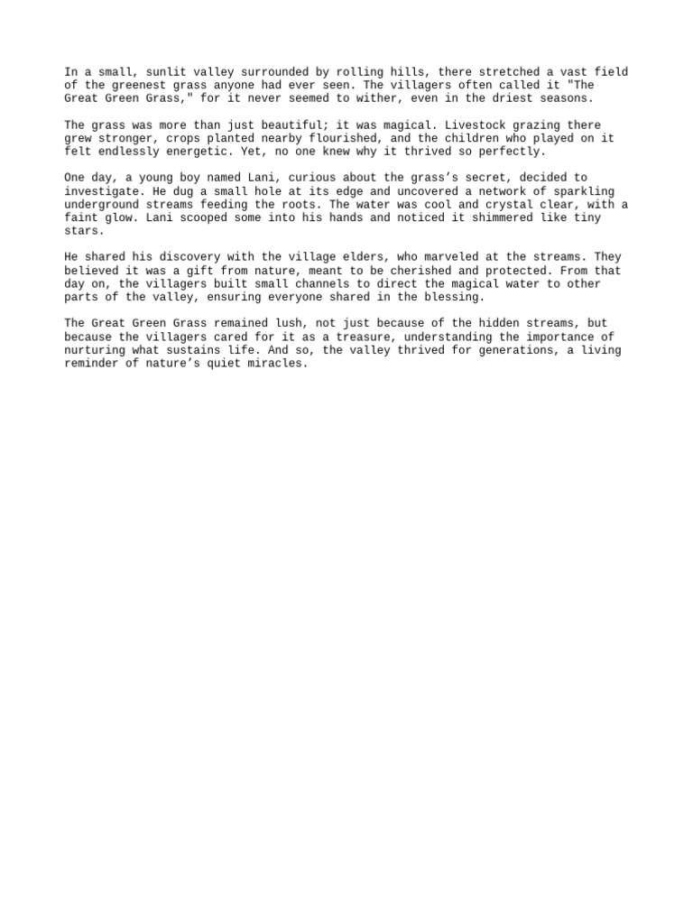 The Secret of the Great Green Grass | PDF