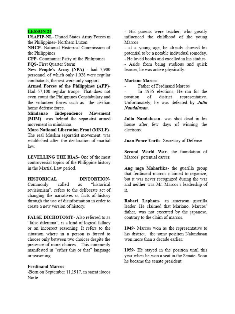 Gen-004 p3 Reviewer | PDF | Juan Ponce Enrile | Philippines