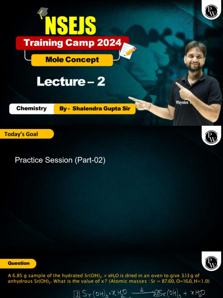 Mole Concept Class Notes NSEJS Training Camp 2024 | PDF