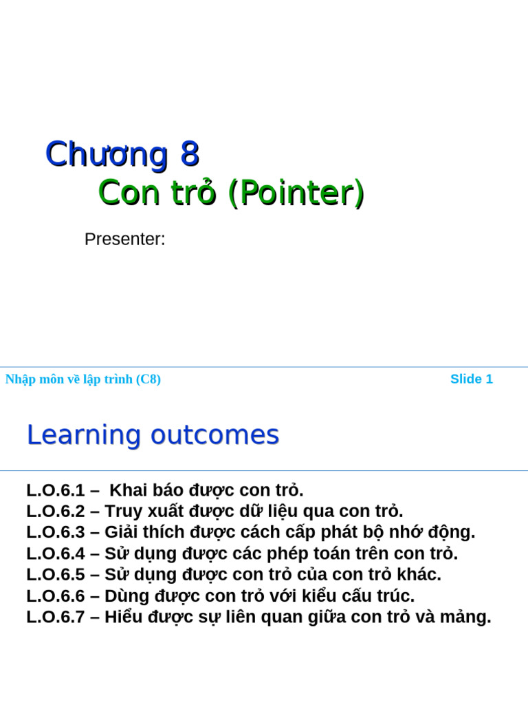 Nhap Mon Lap Trinh Vuong Ba Thinh Nmvlt c8 Con Tro (Pointer) (1) | PDF
