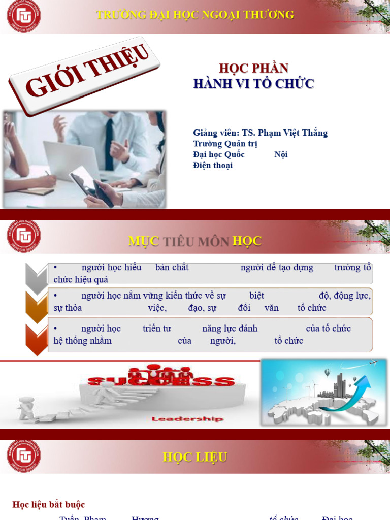 Bài giảng Hành vi tổ chức - FTU | PDF