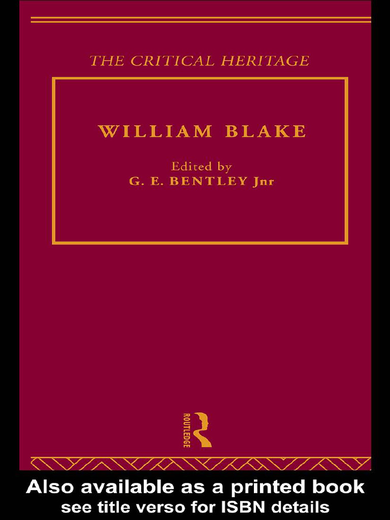 (Critical Heritage) G.E. Bentley Jnr. - William Blake - The Critical ...