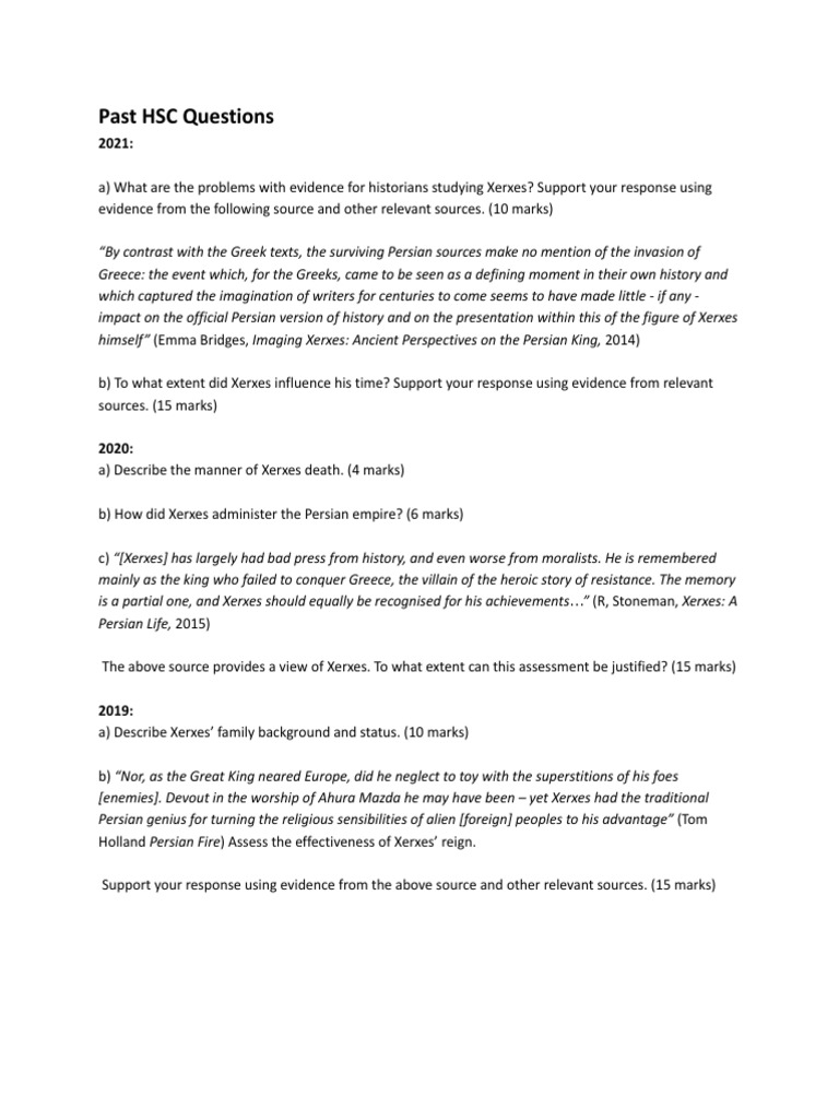 Xerxes - Past Questions | PDF | Achaemenid Empire