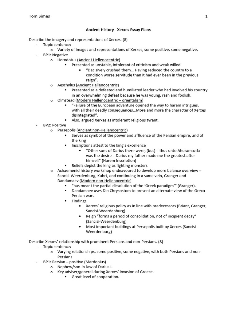 Xerxes Essay Plans (Tom Simes) | PDF | Greco Persian Wars | Achaemenid ...