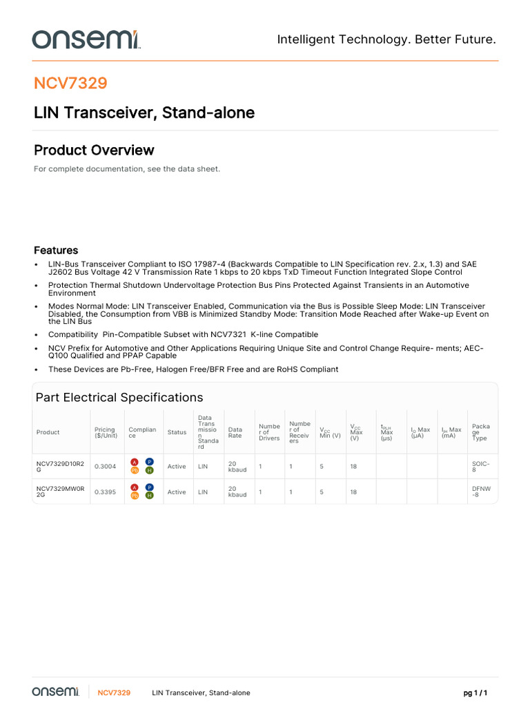 NCV7329 (1) | PDF | Electronics | Physical Layer Protocols