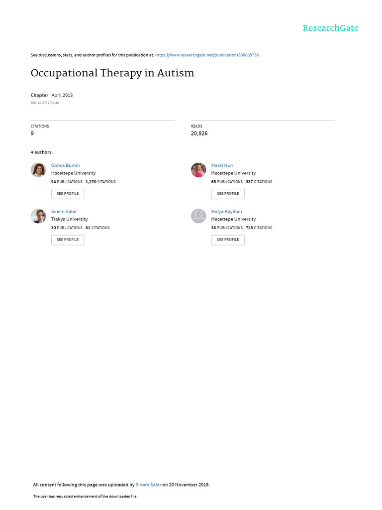 Occupational Therapy in Autism | PDF | Executive Functions | Senses