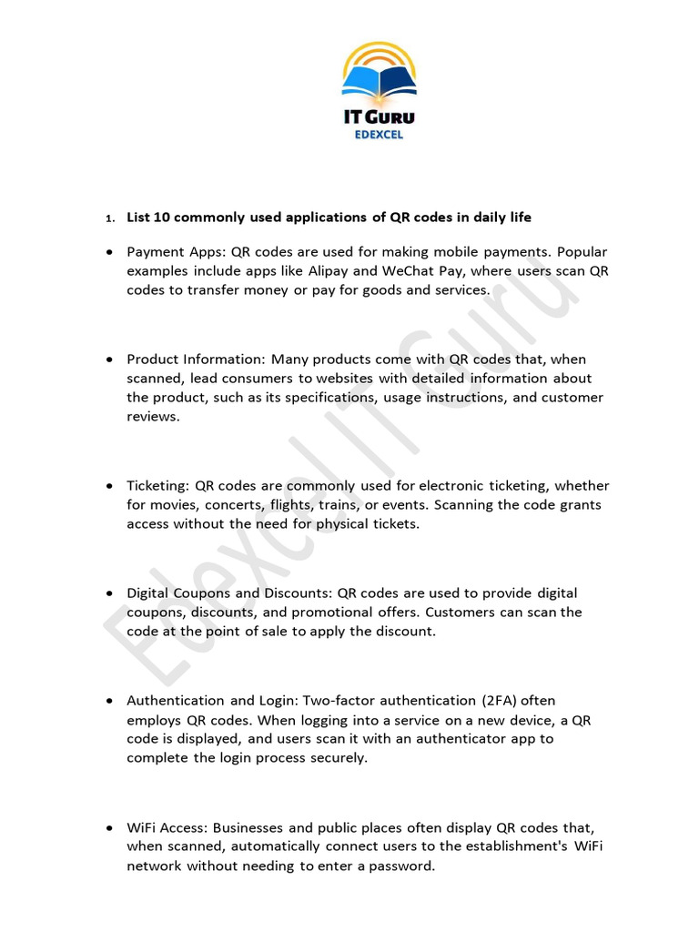 Unit 1 Chapter 1 QR and Bar Codes Answers | PDF | Qr Code | Computing Unit 1 Chapter 1 QR and Bar Codes Answers | PDF | Qr Code | Computing