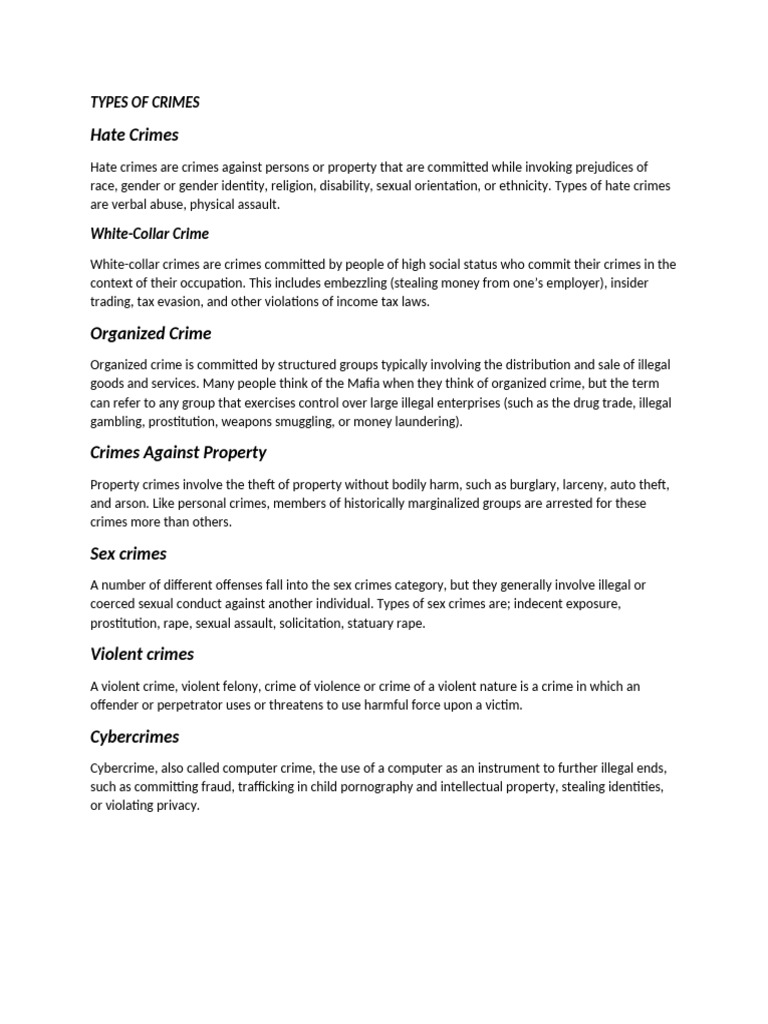 Understanding Different Crime Types | PDF