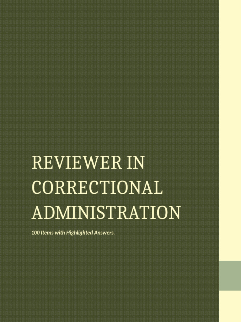 Reviewer9 Correctional Administration 100 Items | PDF | Probation | Parole