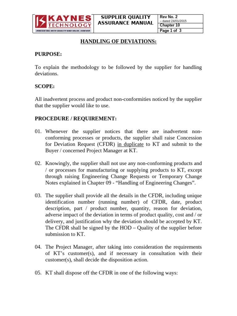 Chapter 10 - Handling of Deviations | PDF
