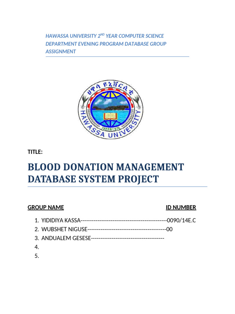 Blood Donation Database Project | PDF | Databases | Database Design
