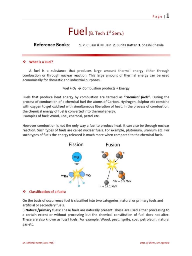 Fuel Complete Note-A. Koner-1 | PDF | Combustion | Gasoline