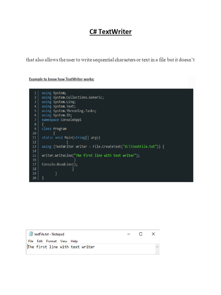 TextWriter and TextReader | PDF