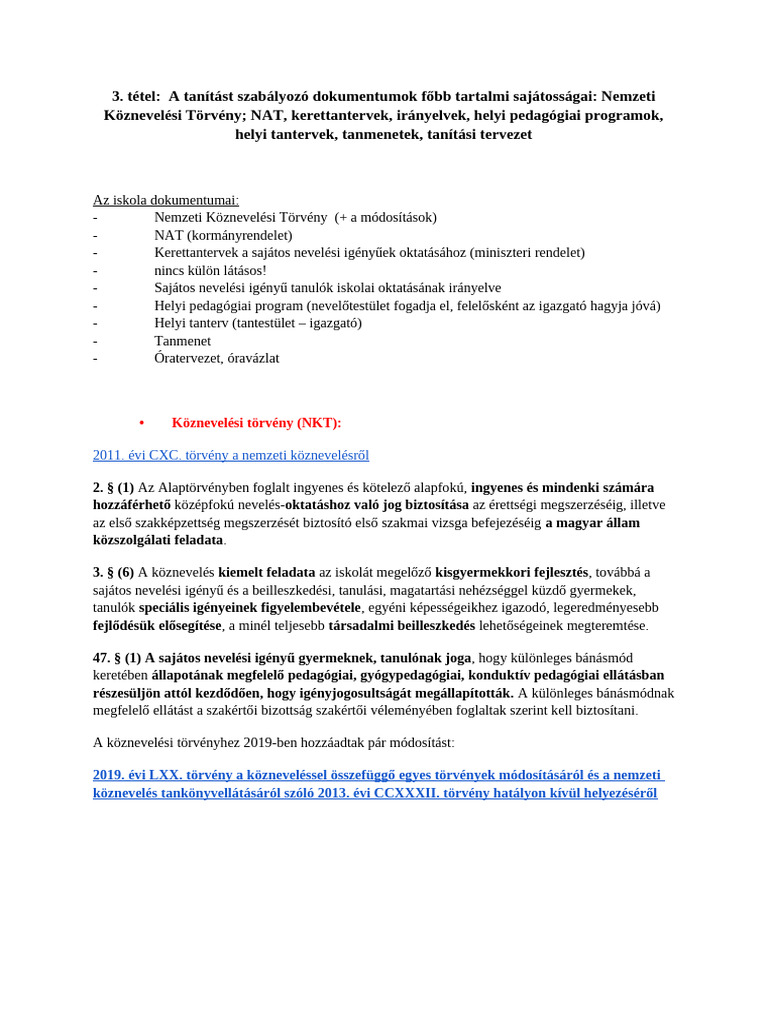 Évi CXC. Törvény A Nemzeti Köznevelésről | PDF