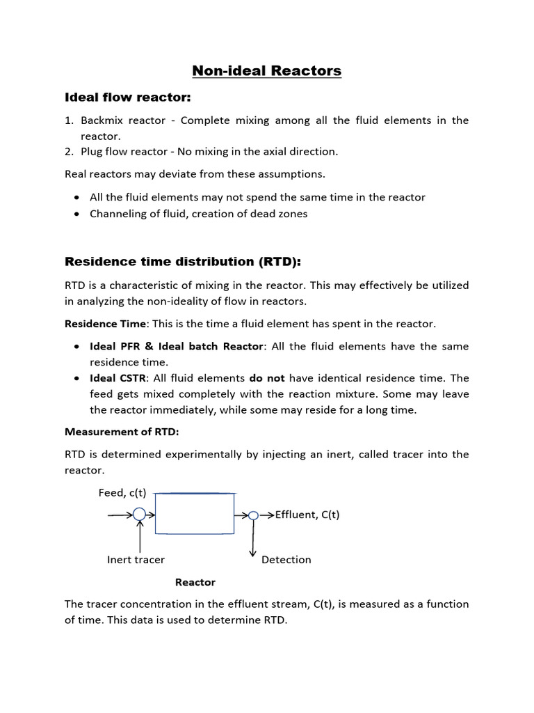 6 Non-ideal Reactors | PDF | Process Engineering | Chemical Engineering